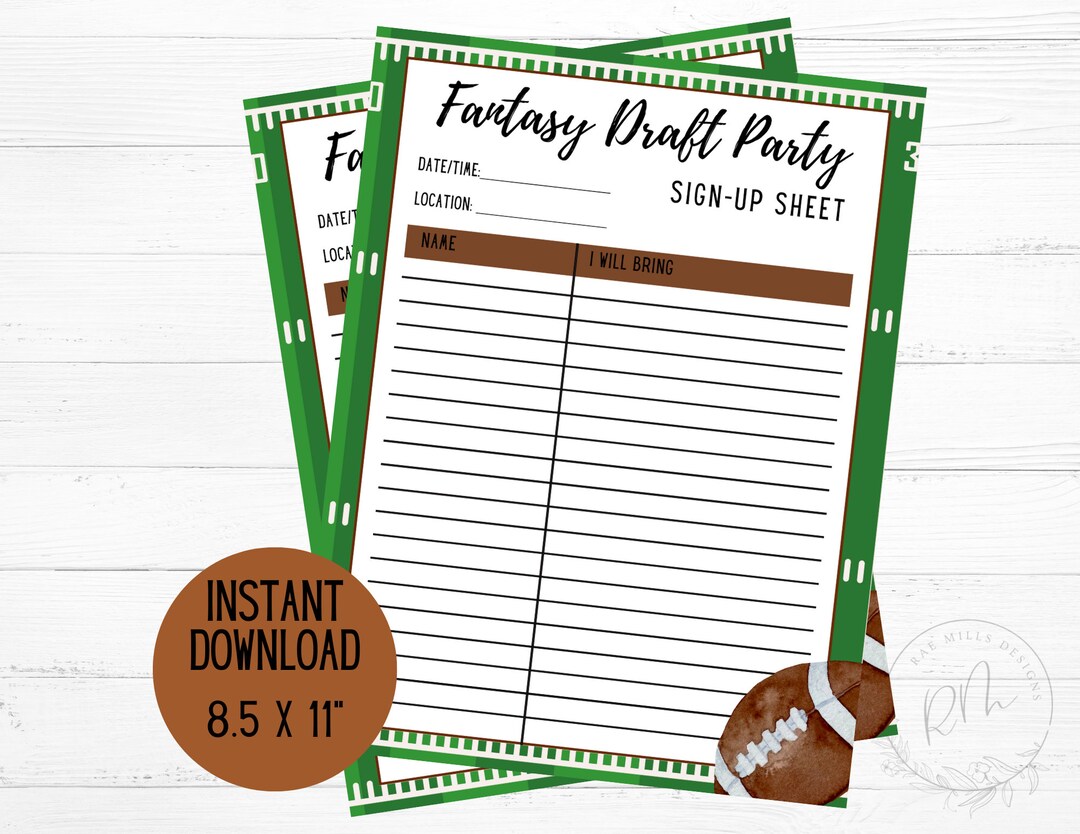 Fantasy Football Draft Party Sign up Sheet | Potluck, Food List ...