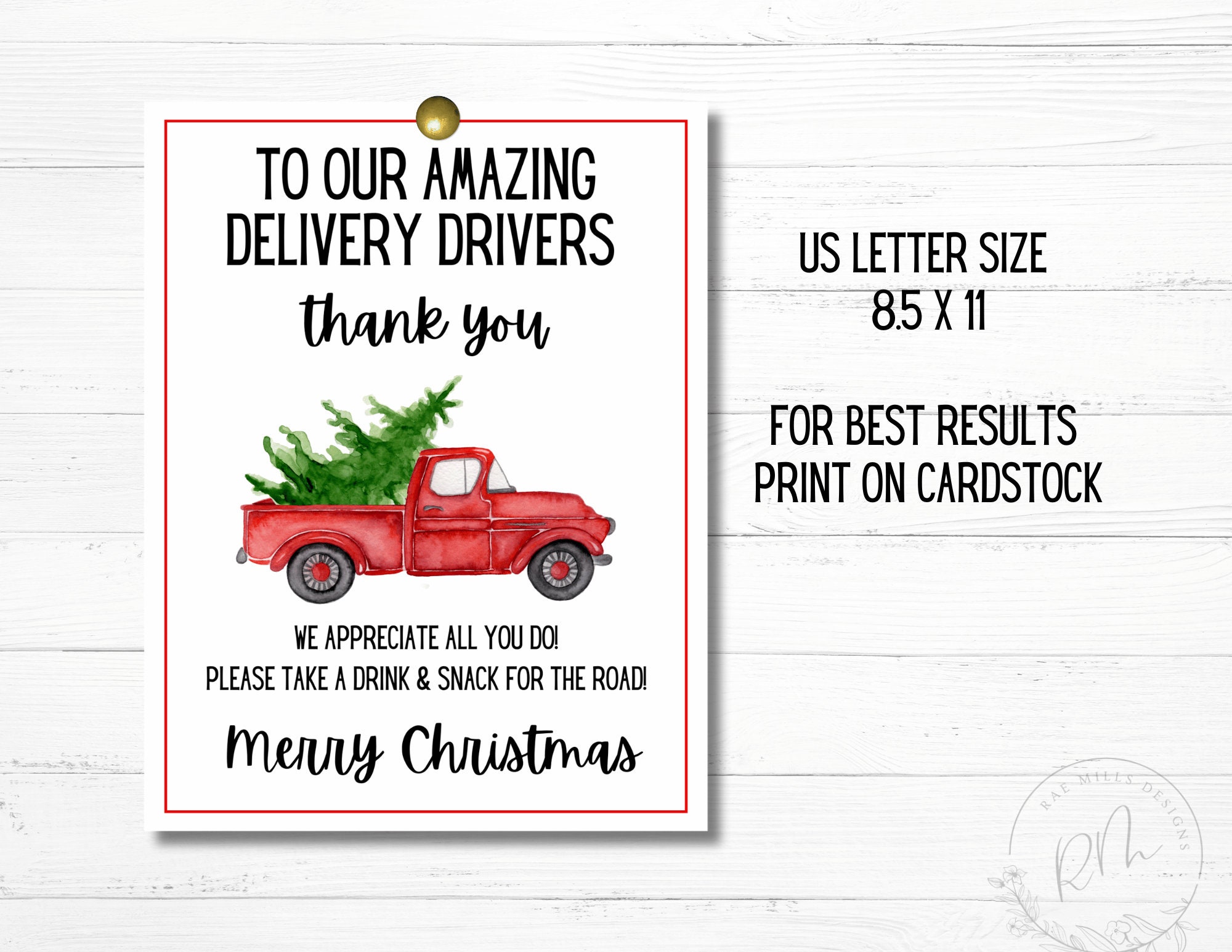 Printable Delivery Drivers Christmas Sign Show Love to Your Deliver ...