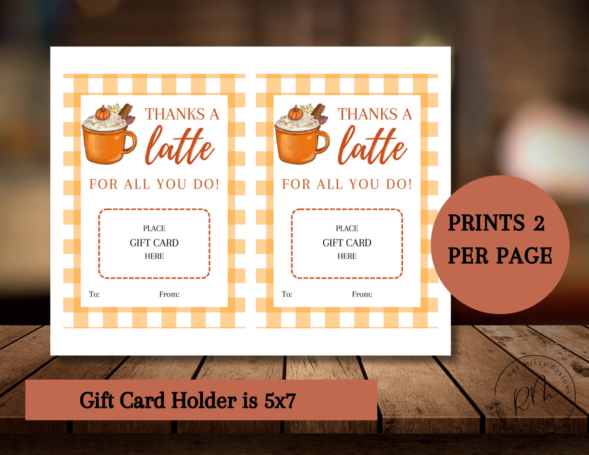 Printable Thanksgiving Gift Card Holder Thanks A Latte - Etsy