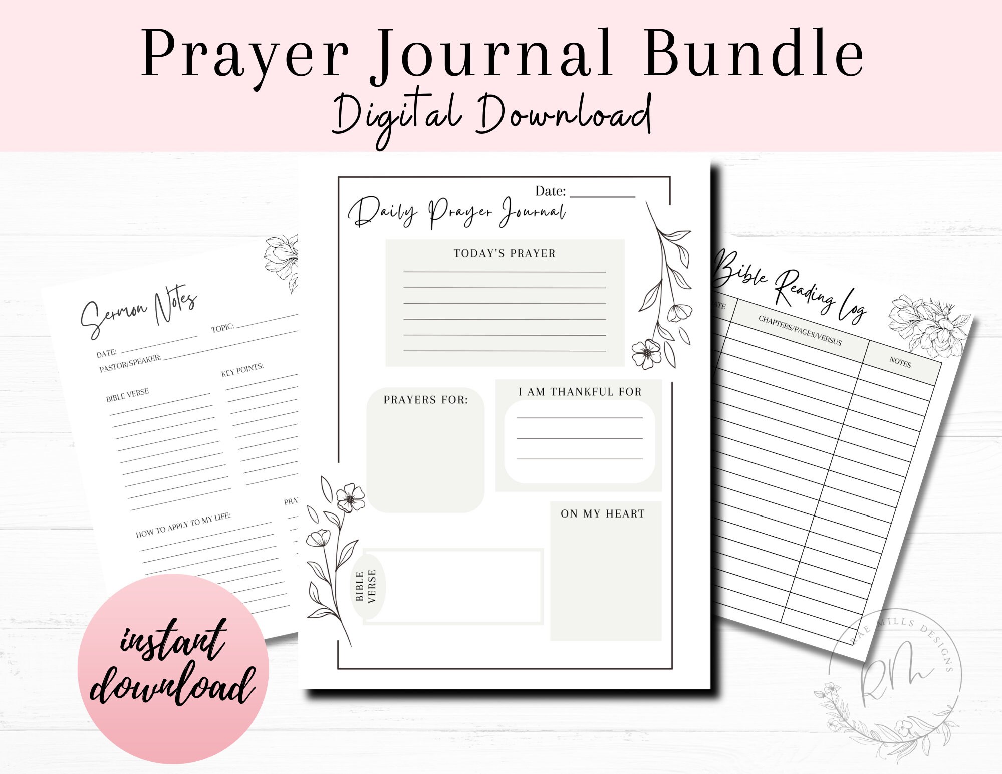 Minimalist Floral Prayer Journal Bible Study Women's Bible Study Group ...