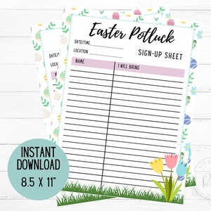 Printable Easter Potluck Sign up Sheet | Food Sign-up Sheet | School ...