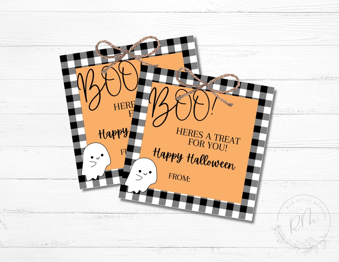 Printable Halloween Gift Tags BOO Heres A Treat for You Tag Goodie Bags ...