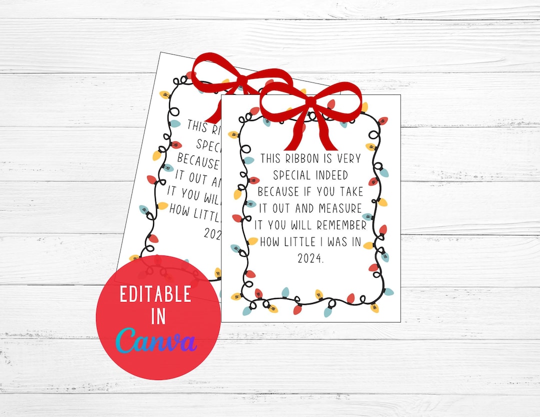 Ribbon Height Ornament Tag | Kids Height Ribbon Tags | Christmas ...