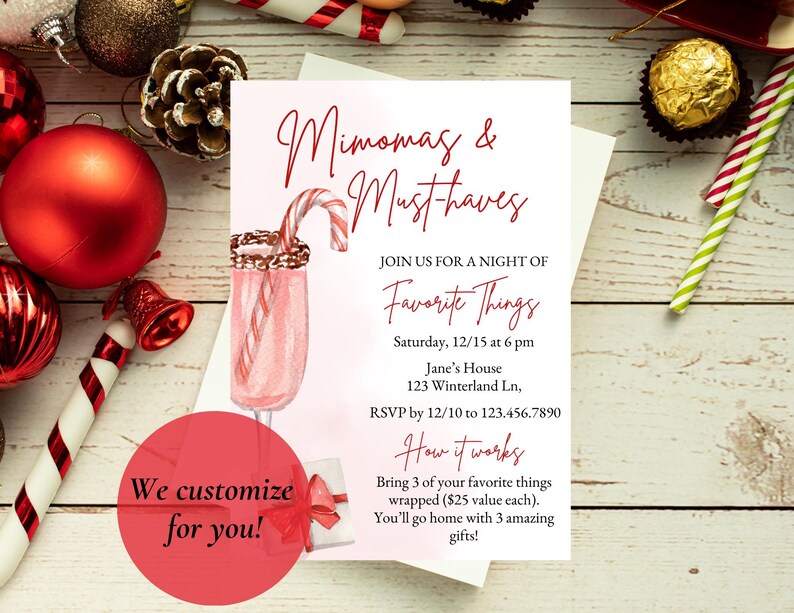 Mimosas and Must-haves Party Invitation Personalized and Customized ...