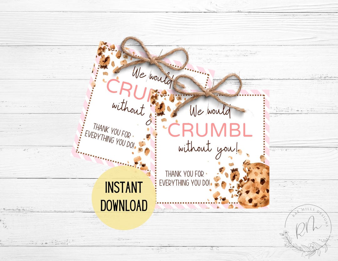 Crumbl Cookie Thank You Tags: Printable Gift Tags (PDF) - Etsy