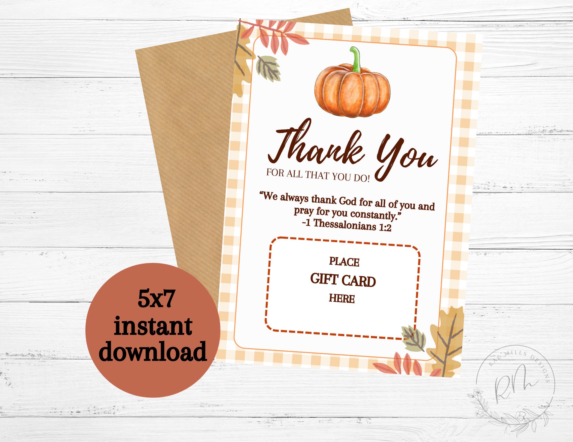 Printable Thanksgiving Gift Card Holder Thank You for All You DO ...