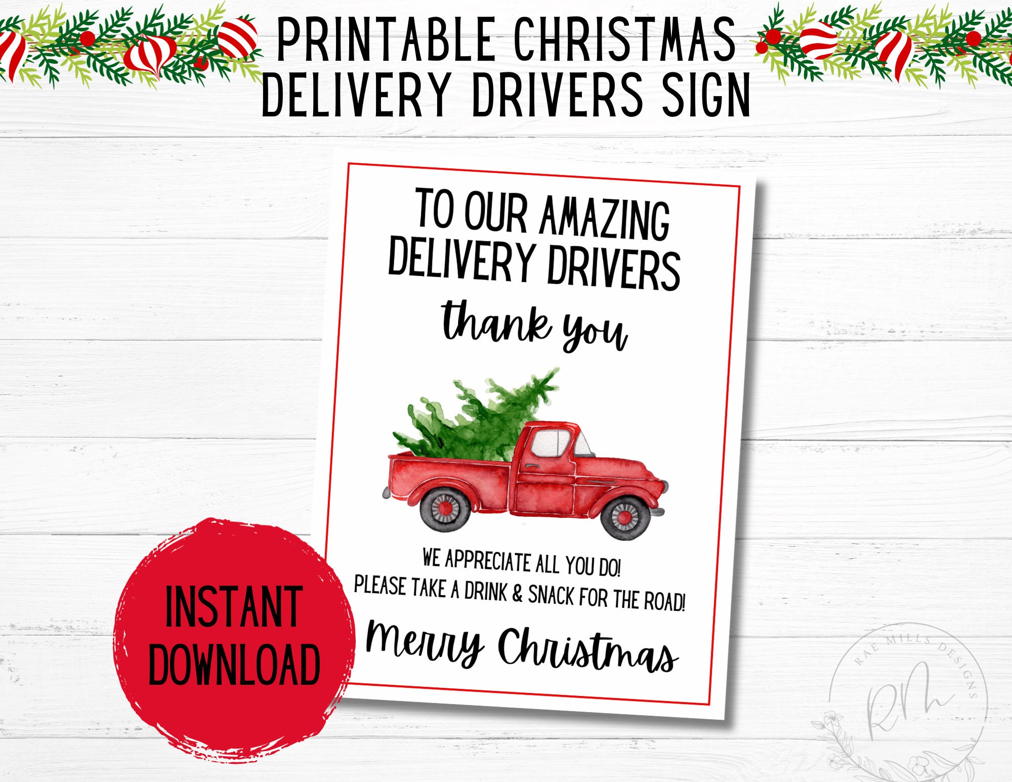 Printable Delivery Drivers Christmas Sign Show Love to Your - Etsy