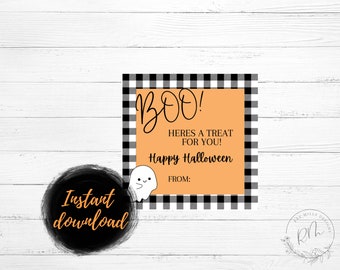 EDITABLE BOO Here's a Treat for You Halloween Treat Tag Halloween Gift ...