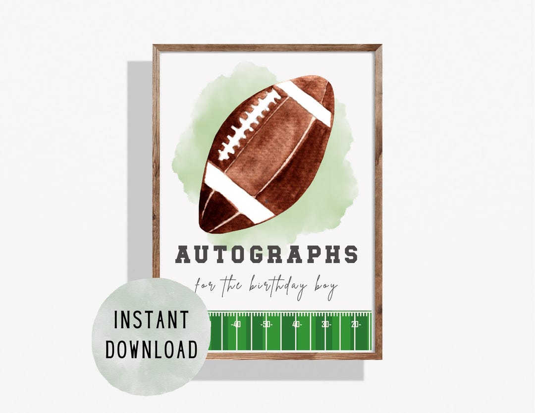 Autographs for the Birthday Boy Watercolor Sign | Football Birthday ...