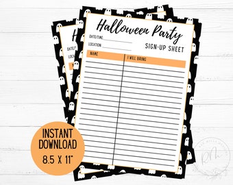 Halloween Class Party Editable Sign-up Sheet Template - Volunteer Sign ...