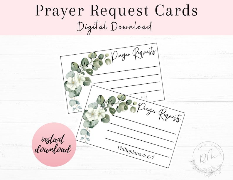 Printable Prayer Request Cards Instant Download - Etsy