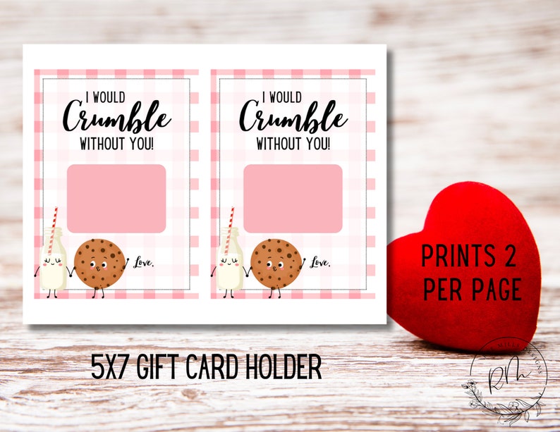 Printable Cookie Gift Card Holder | Valentine Gift Card Holder | Gift ...