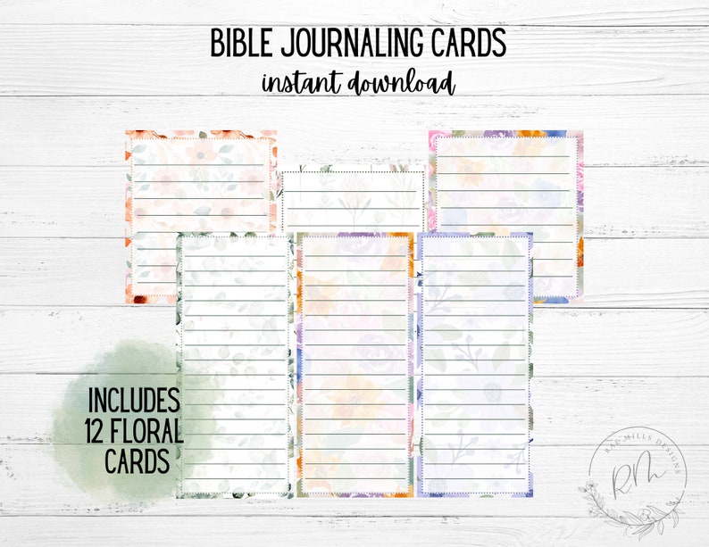 Printable Floral Bible Journaling Cards Bookmarks Sermon Notes Women's ...
