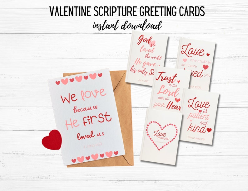 Printable Valentine's Day Scripture Greeting Cards Blank Valentine's ...