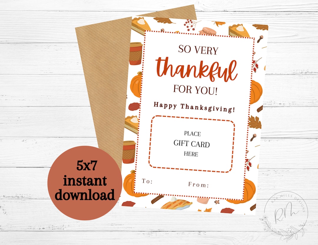 Printable Thanksgiving Gift Card Holder so Very Thankful for - Etsy