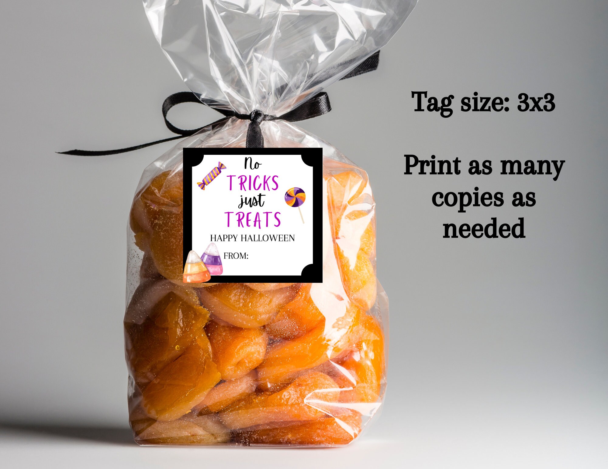 Printable Halloween Gift Tags No Tricks Just Treats Tag Goodie Bags - Etsy