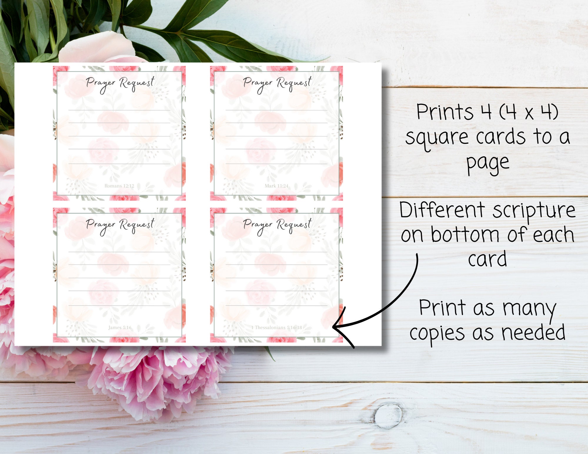 Printable Floral Prayer Request Cards | Blank Prayer Request Cards ...