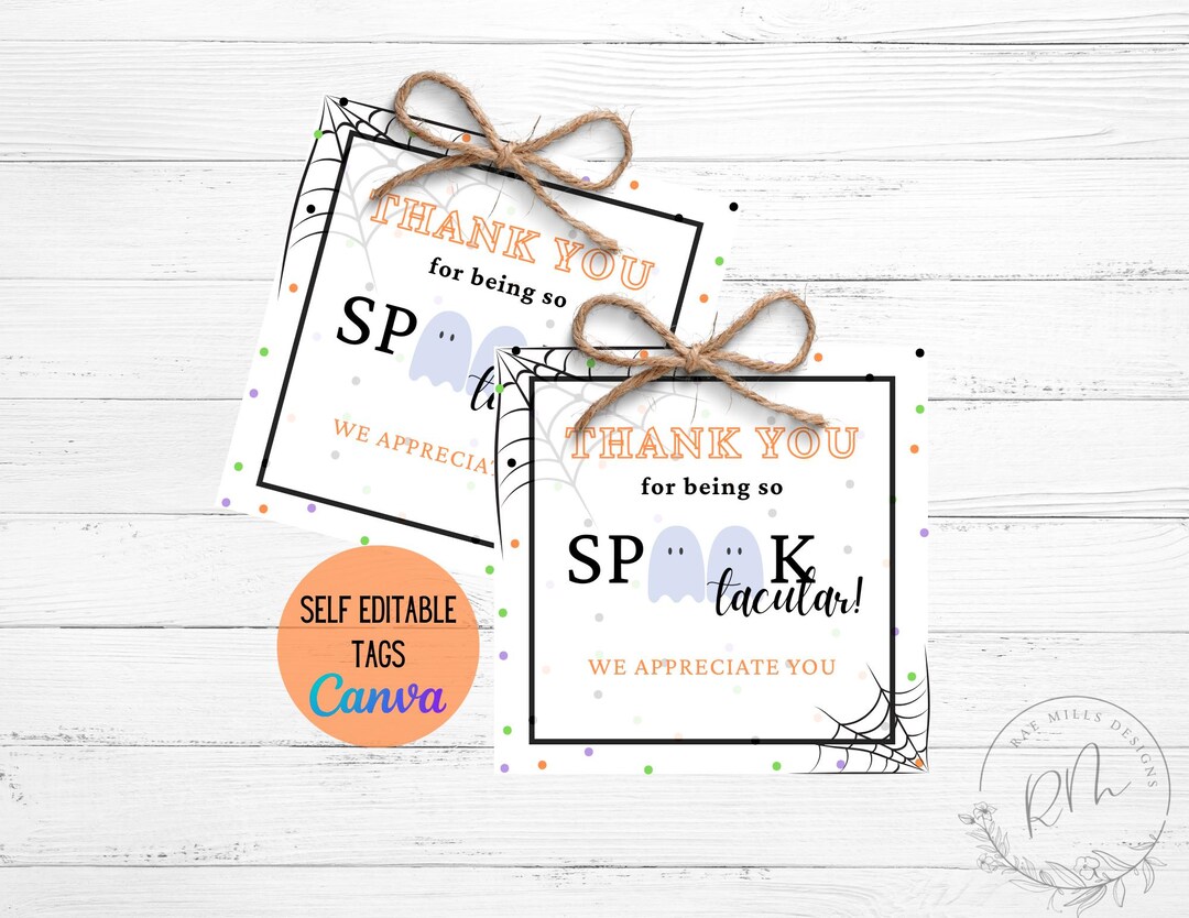 Self-edit Halloween Thank You Tags (instant Download) - Etsy UK