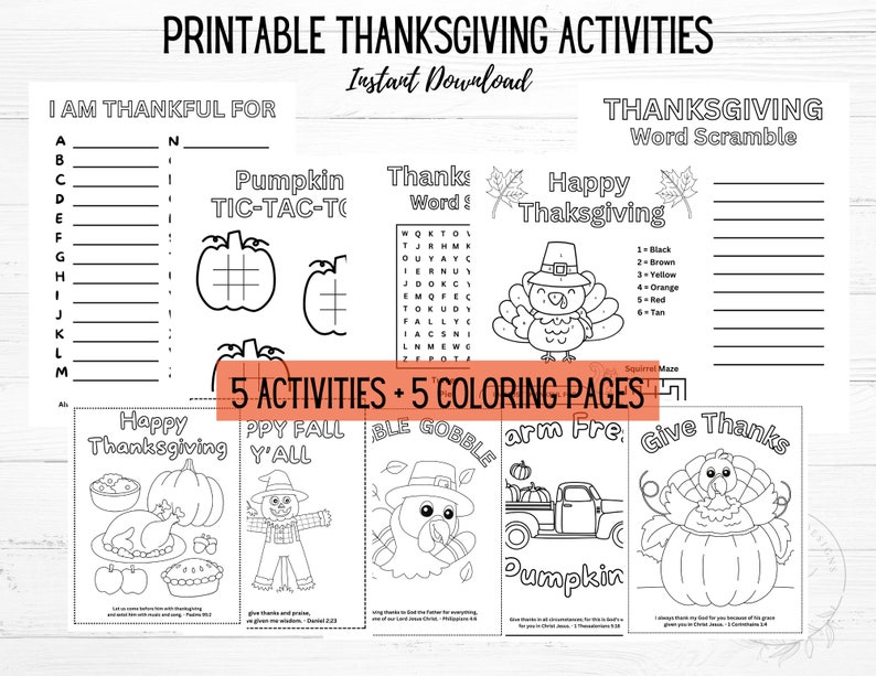 Printable Thanksgiving/fall Bible Verse Activity and Coloring Pages ...