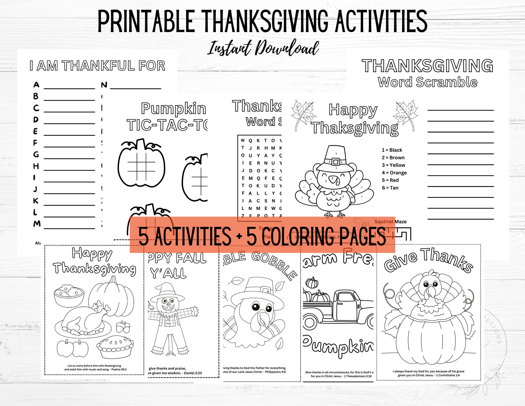 Printable Thanksgiving/fall Bible Verse Activity and Coloring Pages ...