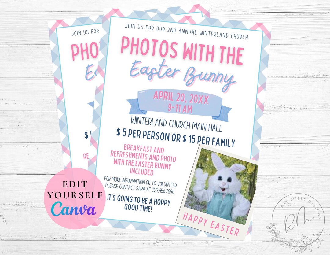 Photos With the Easter Bunny Editable Template | Easter Templates ...