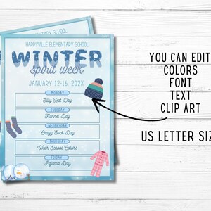 Winter Spirit Week Editable Template | School Spirit Week Templates ...