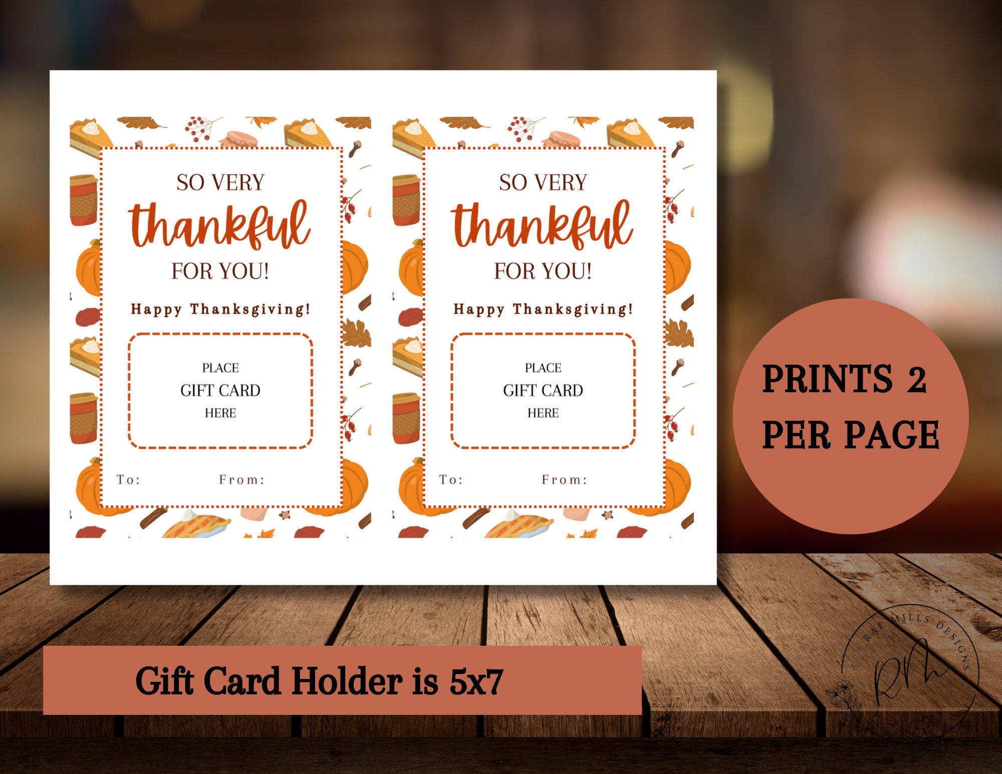 Printable Thanksgiving Gift Card Holder so Very Thankful for - Etsy