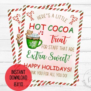 Christmas Hot Cocoa Treat Appreciation Sign | Teachers and Staff ...