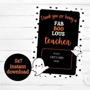 Printable Halloween Teacher Appreciation Gift Card Holder Thank You for ...