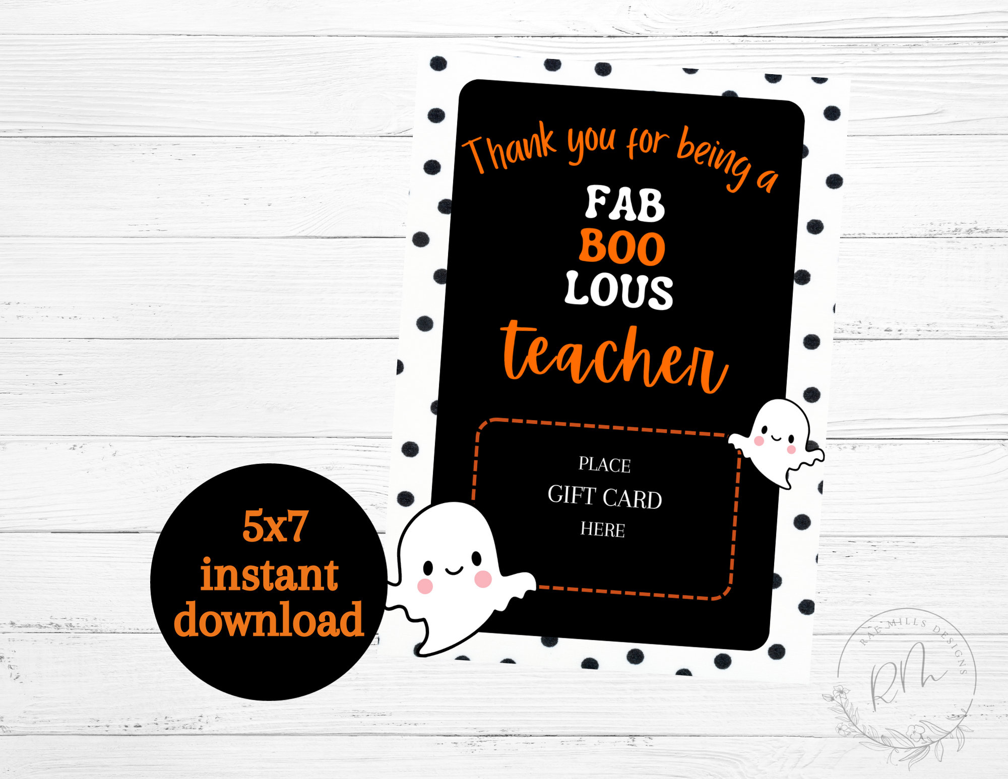 Printable Halloween Teacher Appreciation Gift Card Holder Thank You for ...