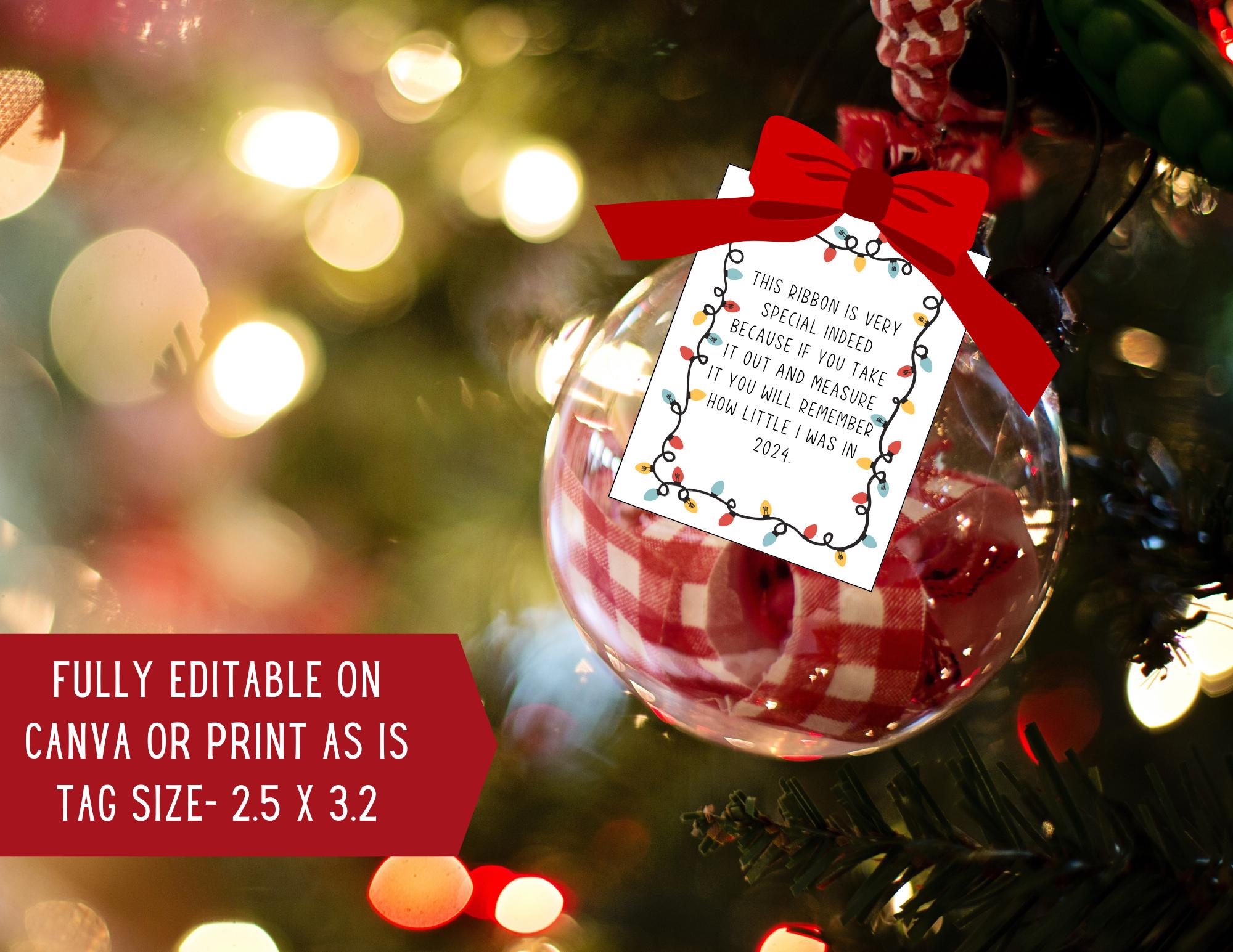 Personalized Ribbon Height Christmas Ornament Tag (digital Download) - Etsy