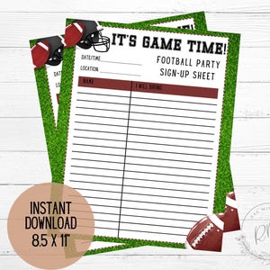 Printable Football Party Sign-up Sheet (digital Download) - Etsy