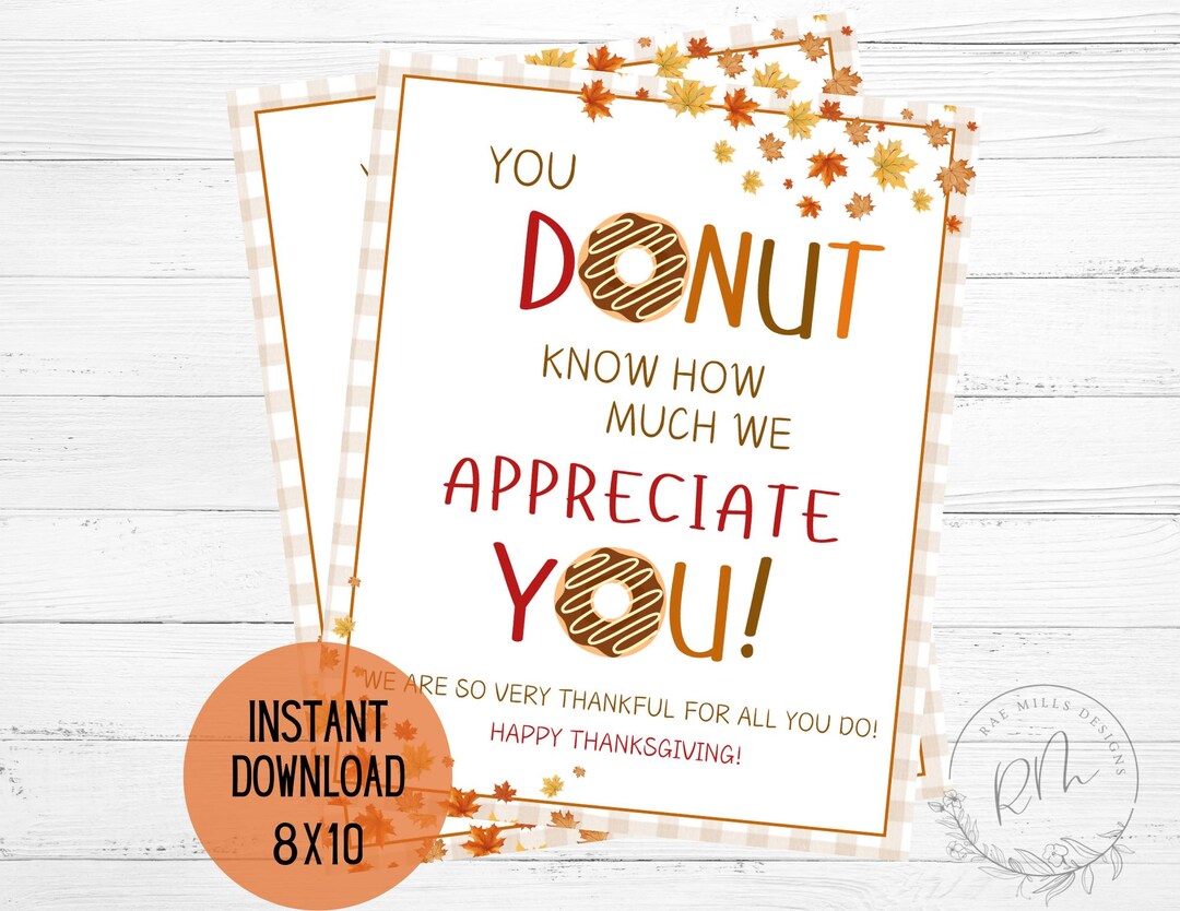 Donut Appreciation Sign | Teachers and Staff Appreciation | Office ...