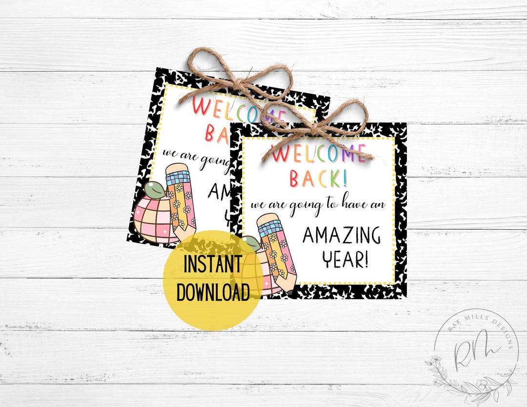 Retro Back to School Gift Tags: Printable Teacher-student Tags (digital ...