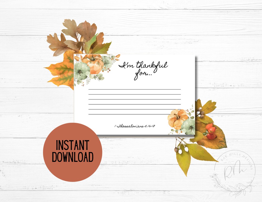 I Am Thankful for Printable Thanksgiving Cards | Thanksgiving Table ...