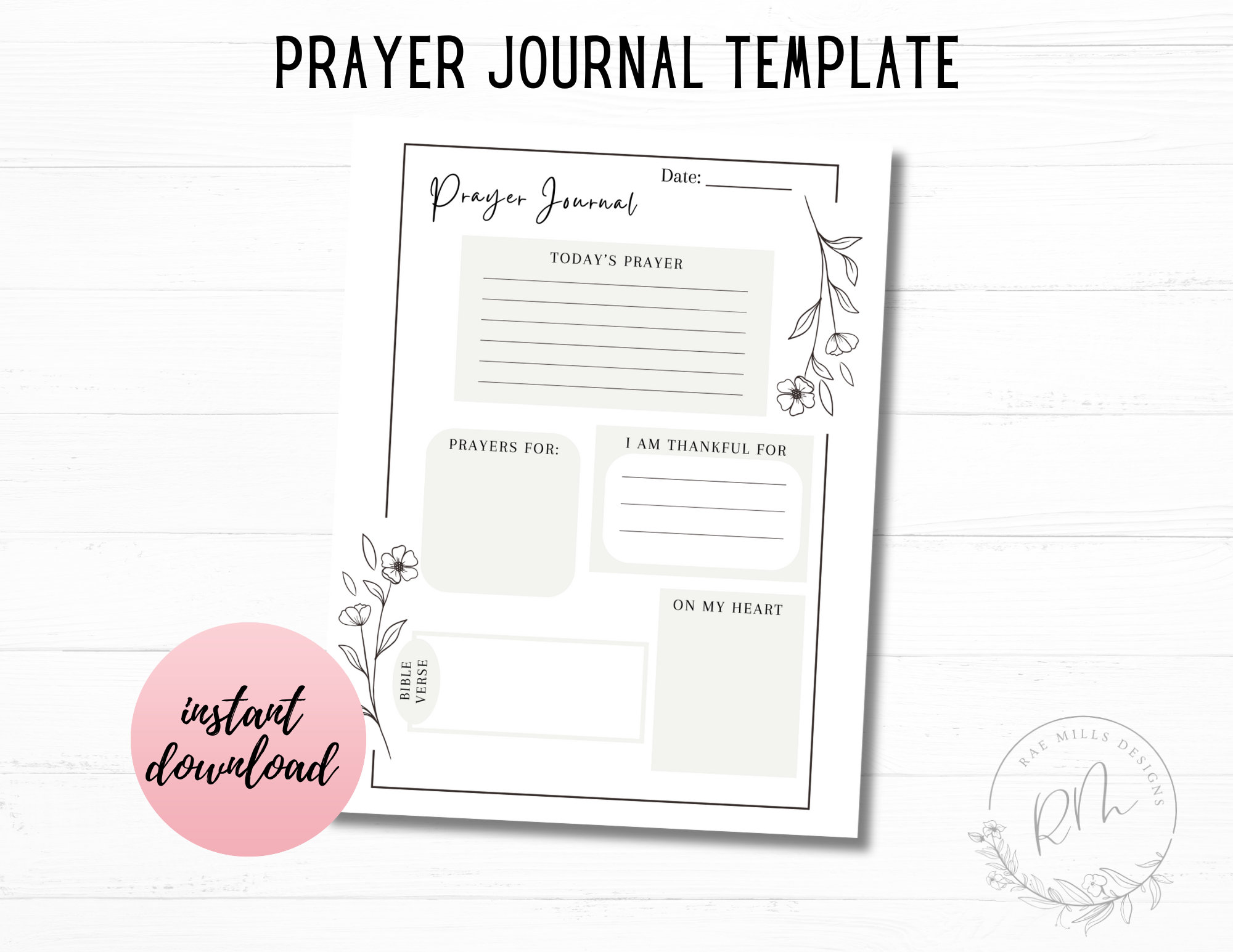 Printable Prayer Journal Template | Prayer Journaling | Bible Study ...
