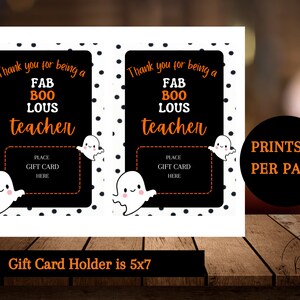 Printable Halloween Teacher Appreciation Gift Card Holder Thank You for ...