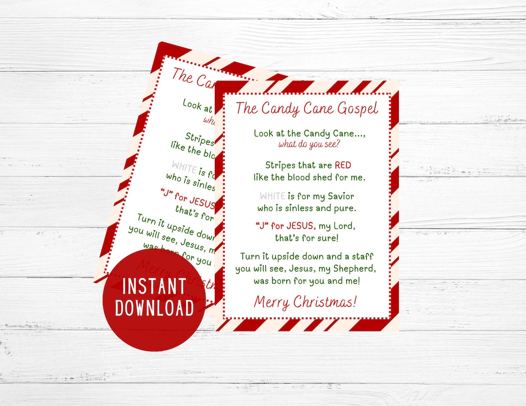 The Candy Cane Gospel Cards | Printable Christmas Tags | Candy Cane ...