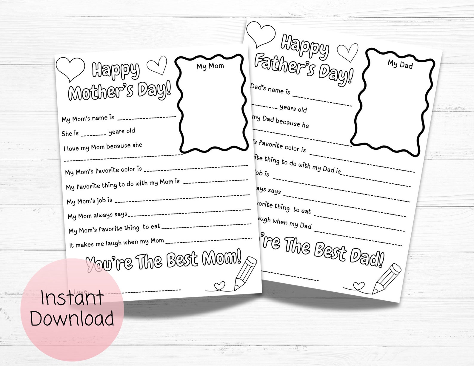 Printable All About My Mom and Dad | Mother's Day Printable | Father's ...