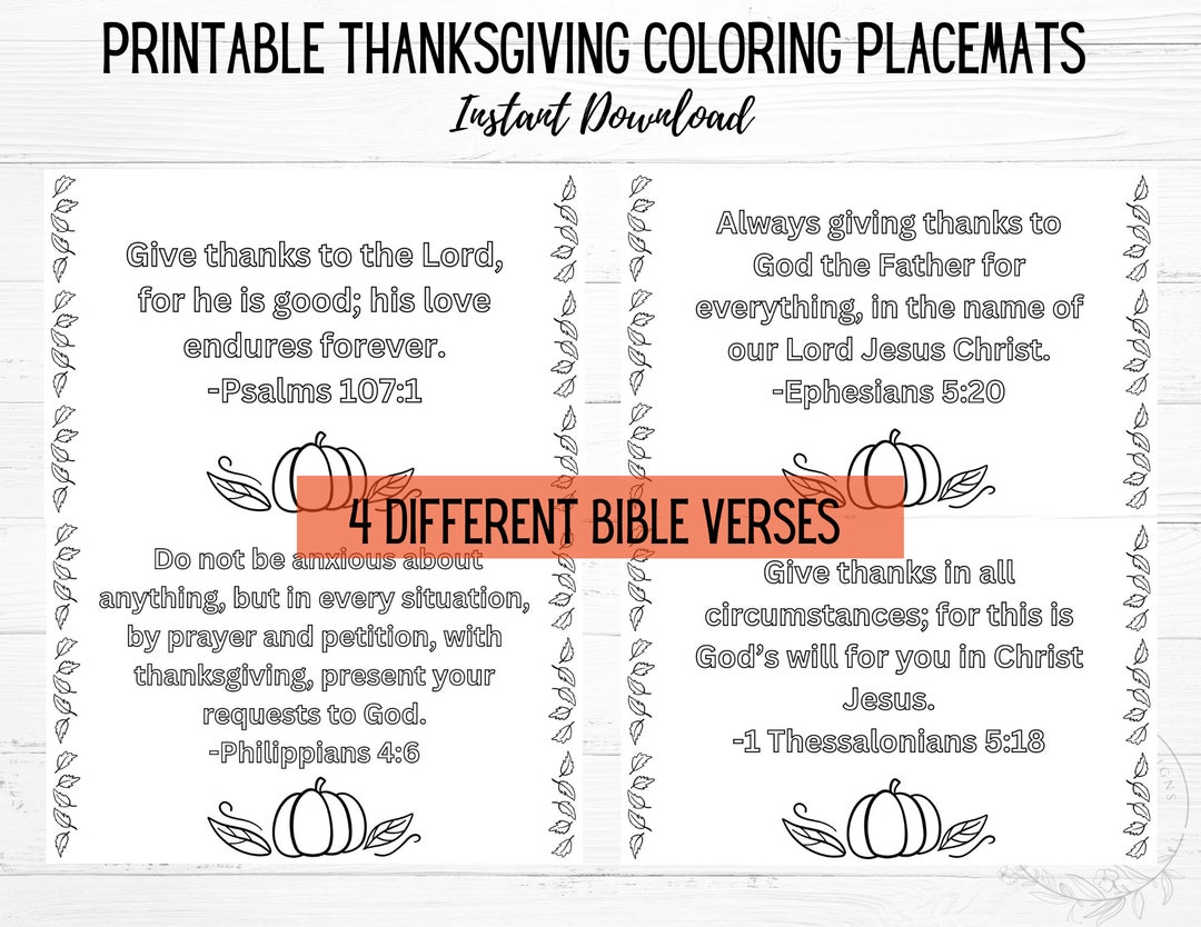 Printable Thanksgiving Scripture Placemats Kids Coloring Placemats ...