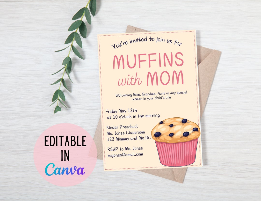 Muffins With Mom Invite Mother's Day Invitation Breakfast With Mommy ...