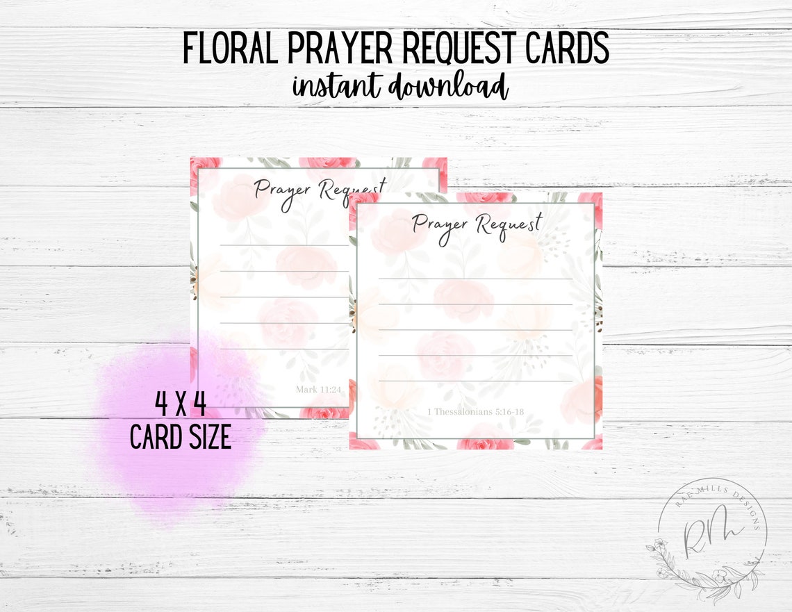 Printable Floral Prayer Request Cards | Blank Prayer Request Cards ...