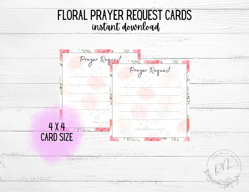 Printable Floral Prayer Request Cards | Blank Prayer Request Cards ...