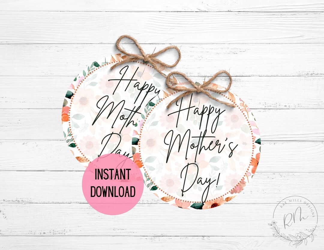 Floral Mother's Day Gift Tags | Printable Circle Labels (digital ...