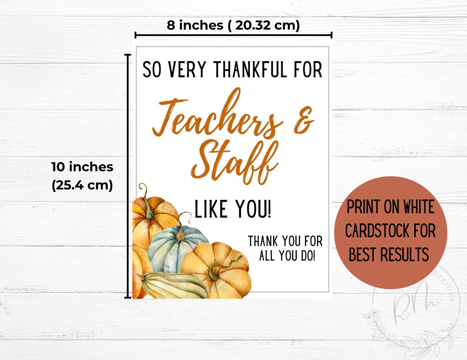 Fall Appreciation Sign: Thank You Teachers & Staff (digital Download ...