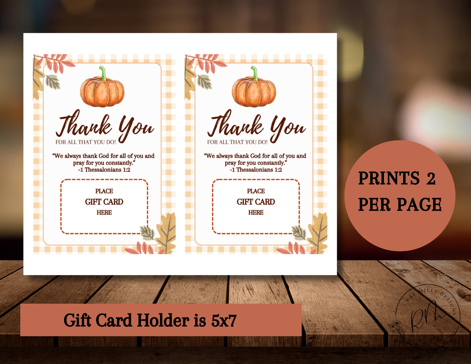 Printable Thanksgiving Gift Card Holder Thank You for All You DO ...
