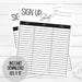Printable Sign up Sheet: Minimalist Design (PDF) - Etsy