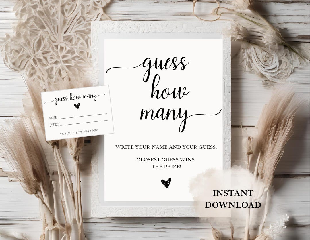 Minimalist Baby Guess How Many Sign and Guessing Cards | Baby Shower ...