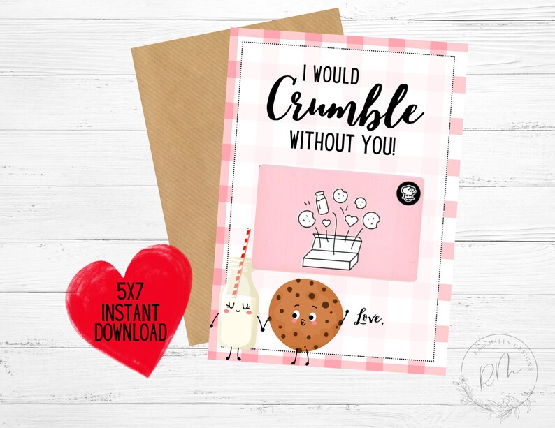 Printable Cookie Gift Card Holder | Valentine Gift Card Holder | Gift ...