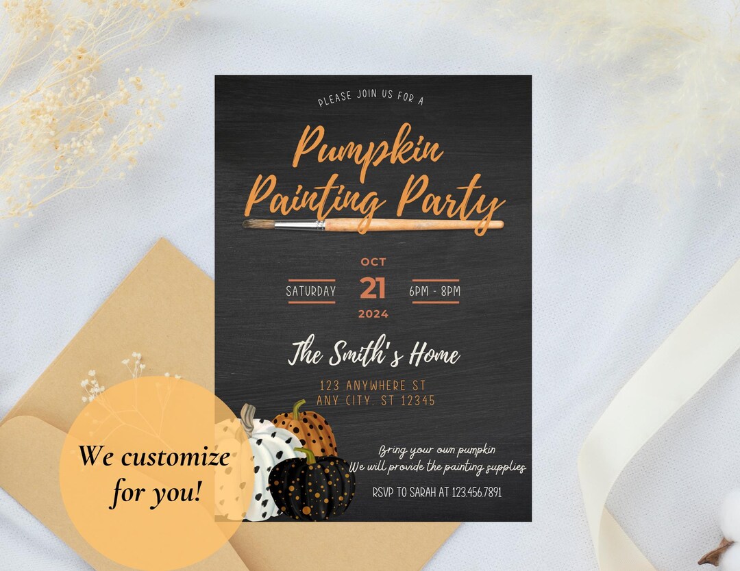 Pumpkin Painting Party Invitation Personalized and Customized ...